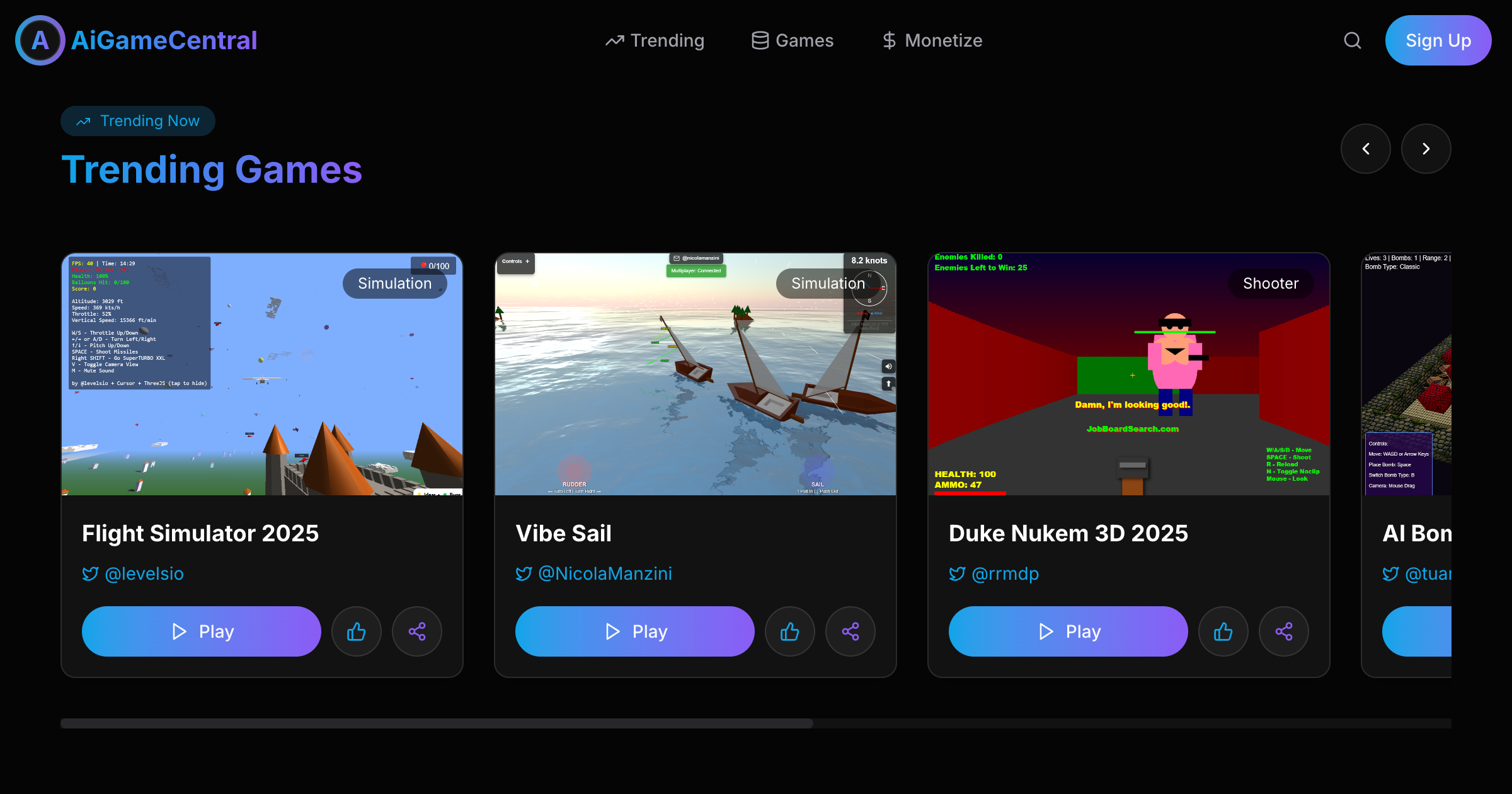 AI Generated Games Directory | AIGameCentral